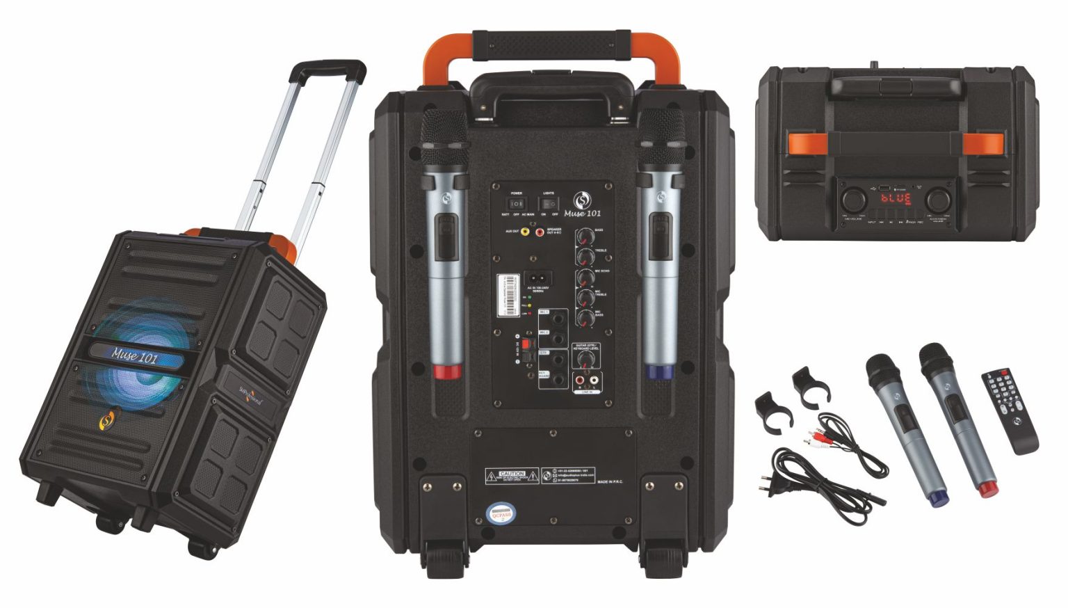 Muse 101 Portable Active Loudspeaker with Dual Wireless Mics and 10 ...