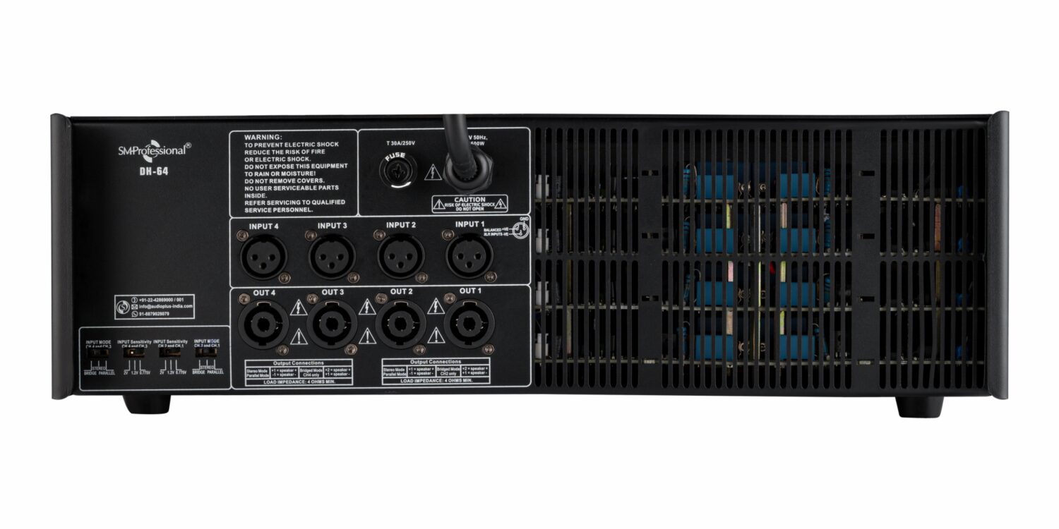 Buy DH 64 Class D Amplifier in India – 4-Channel 1200W Stereo Power
